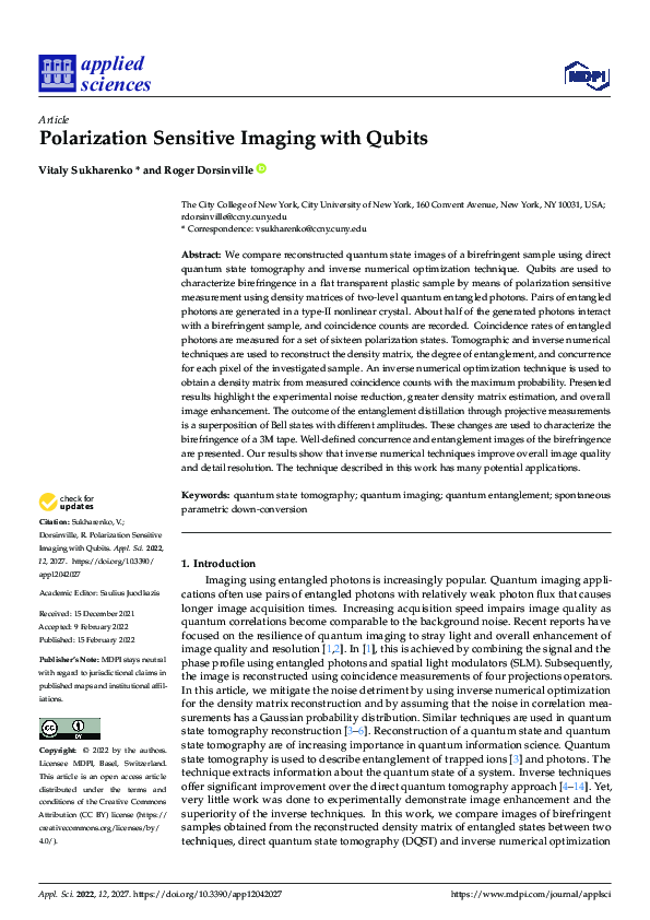 (PDF) Polarization Sensitive Imaging with Qubits | ROGER DORSINVILLE - Academia.edu