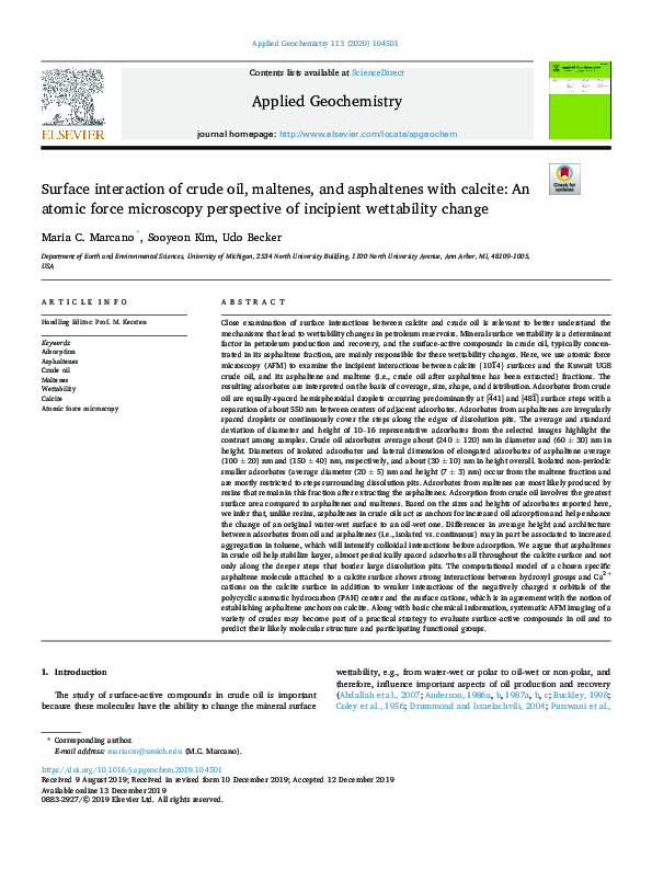 (PDF) Surface interaction of crude oil, maltenes, and asphaltenes with ...