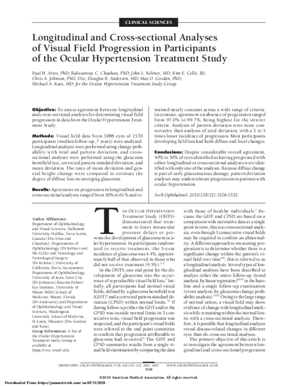 (PDF) Longitudinal and Cross-sectional Analyses of Visual Field ...