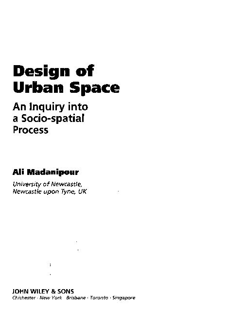 (PDF) Design of Urban Space: An Inquiry into a Socio-Spatial Process