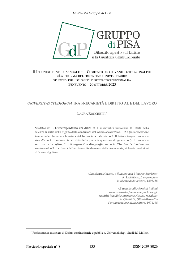 (PDF) Universitas studiorum precariato Laura Ronchetti