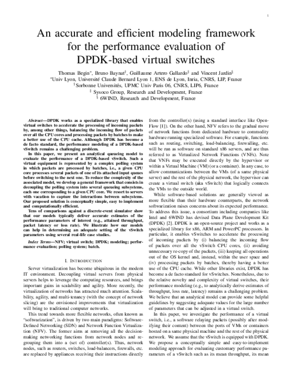 Pdf An Accurate And Efficient Modeling Framework For The Performance Evaluation Of Dpdk Based