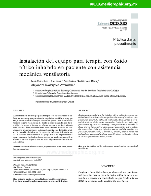 (PDF) Equipment installation for inhaled nitric oxide therapy in ...