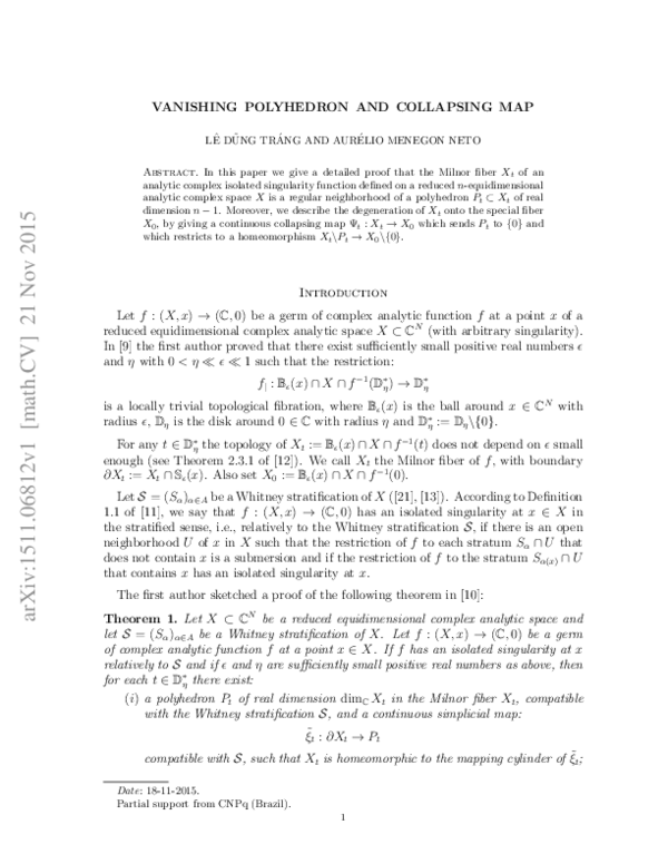 (PDF) Vanishing polyhedron and collapsing map