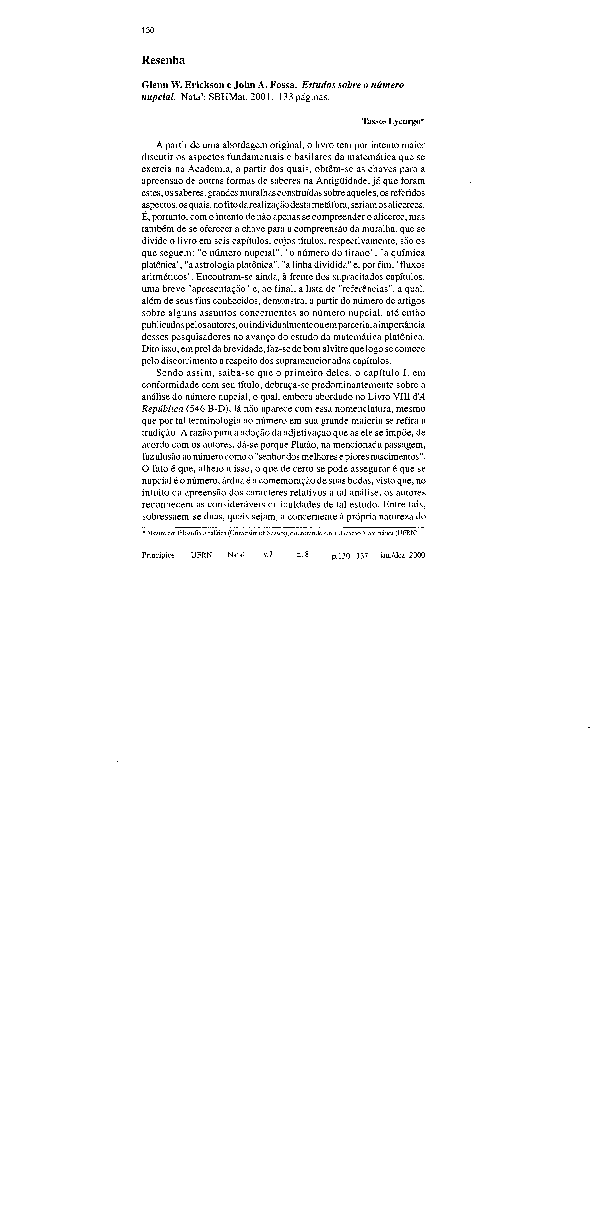 (PDF) Glenn W. Erickson e John A. Fossa. Estudos sobre o Número Nupcial