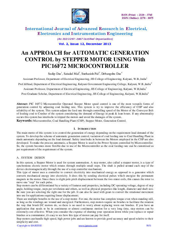 (PDF) An approach for automatic generation control by stepper motor using with PIC16F72 ...