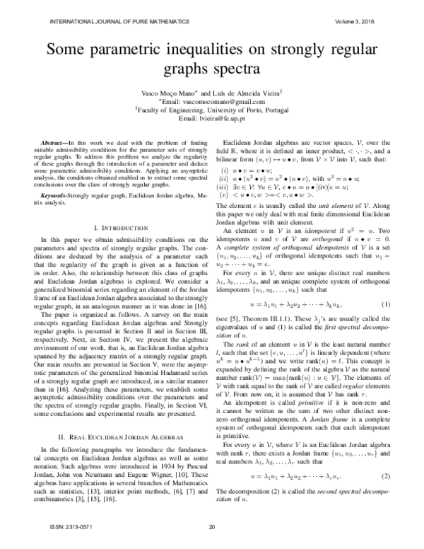 (PDF) Some parametric inequalities on strongly regular graphs spectra