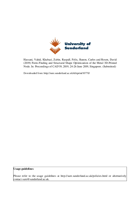 (PDF) Form-Finding and Structural Shape Optimization of the Metal 3D-Printed Multi-Branch Node ...