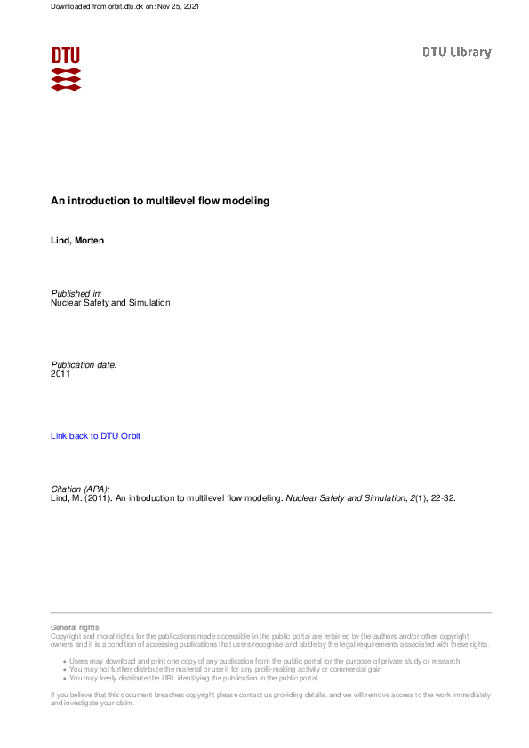 (PDF) An introduction to multilevel flow modeling