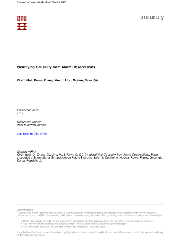 (PDF) Identifying Causality from Alarm Observations
