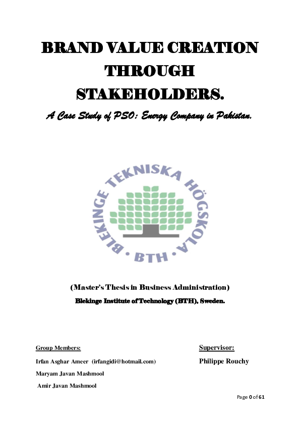 (PDF) Brand Value Creation Through Stakeholders