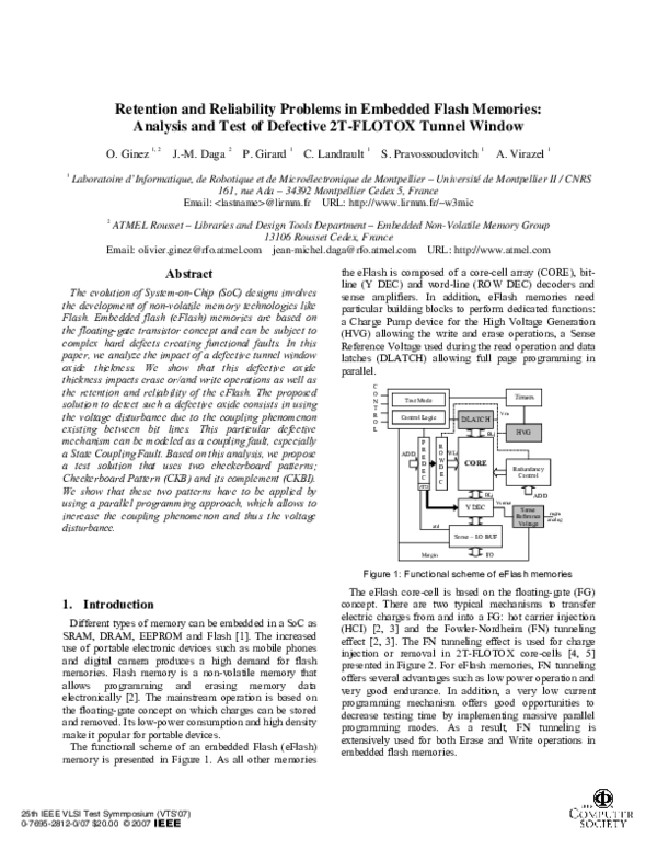 (PDF) Retention and Reliability Problems in Embedded Flash Memories ...