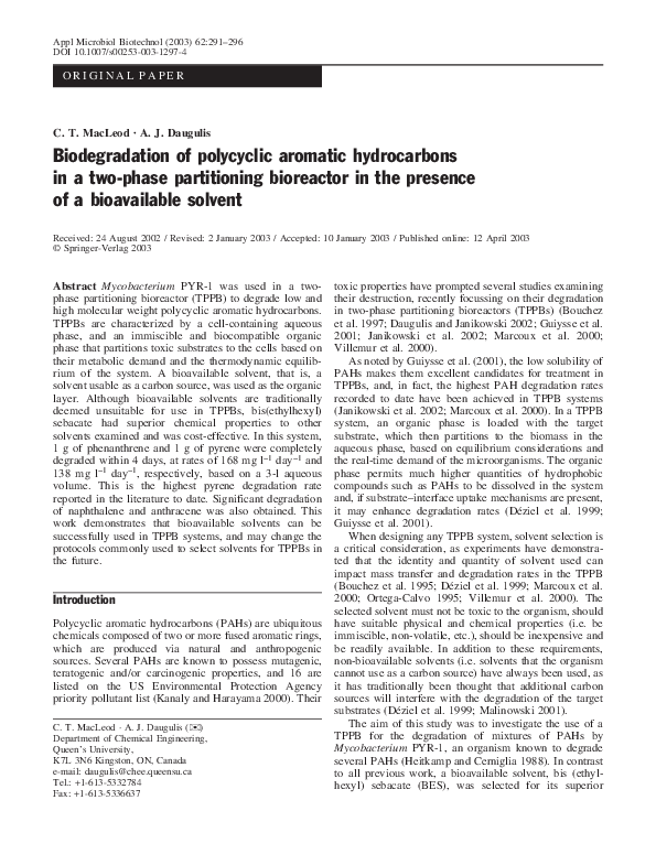 (PDF) Biodegradation of polycyclic aromatic hydrocarbons in a two-phase ...