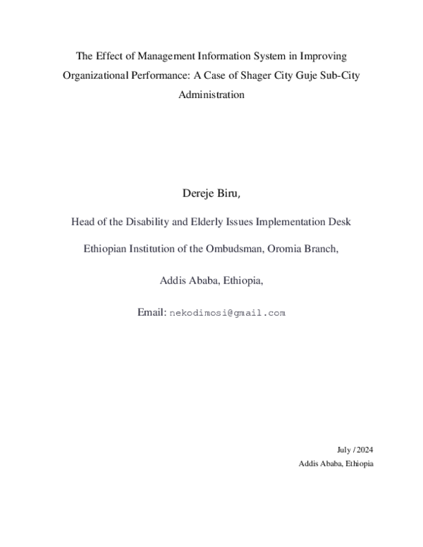 (PDF) The Effect of Management Information System in Improving ...