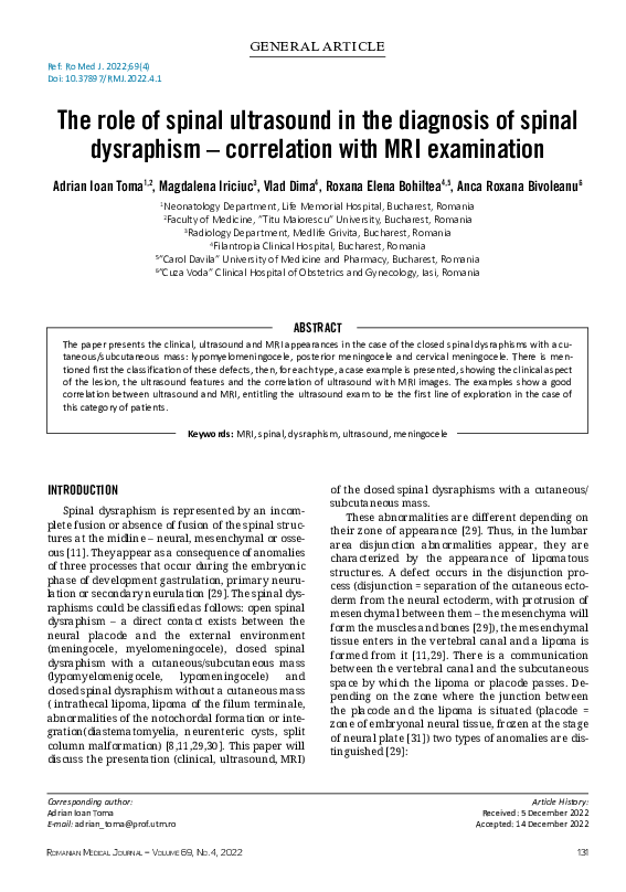 (PDF) The role of spinal ultrasound in the diagnosis of spinal ...