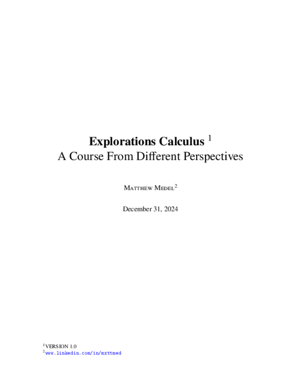 (PDF) Calculus Manuscript calculus exploration Chapter