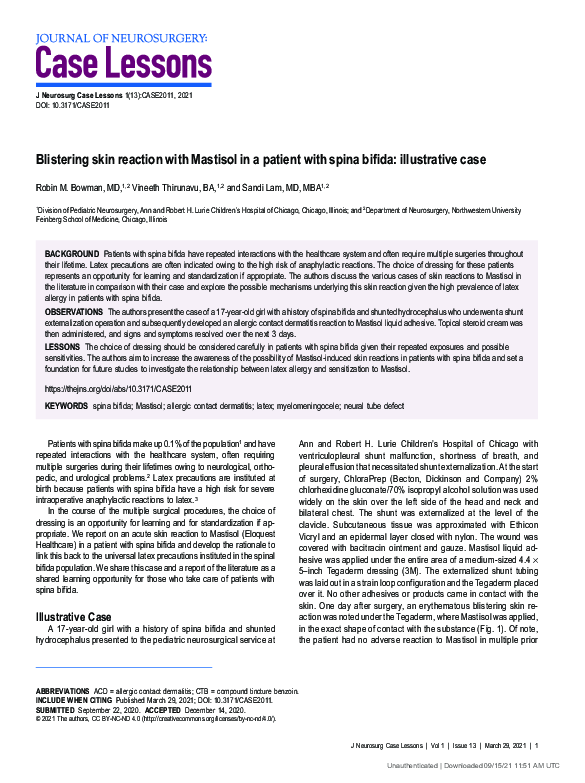 (PDF) Blistering skin reaction with Mastisol in a patient with spina ...