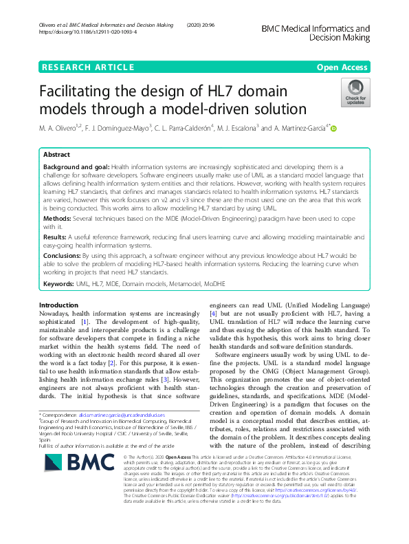 (PDF) Facilitating the design of HL7 domain models through a model-driven solution