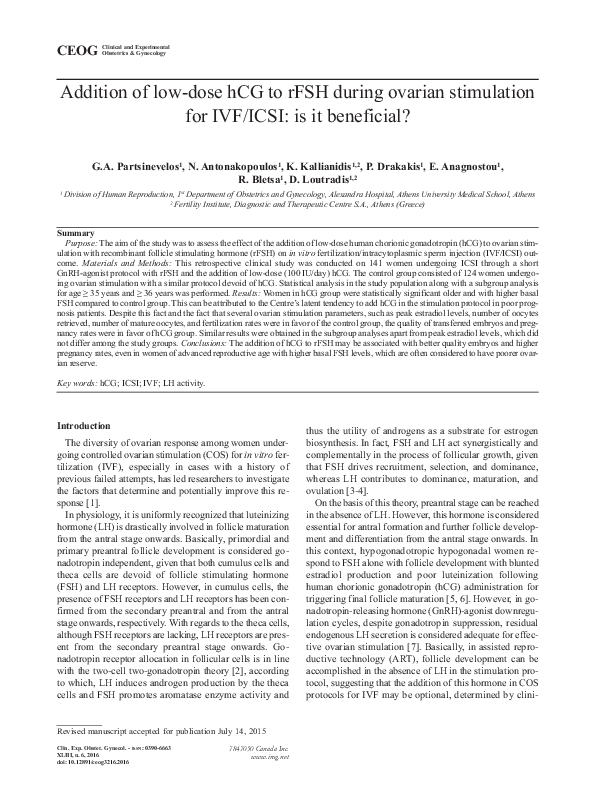(PDF) Addition of low-dose hCG to rFSH during ovarian stimulation for ...