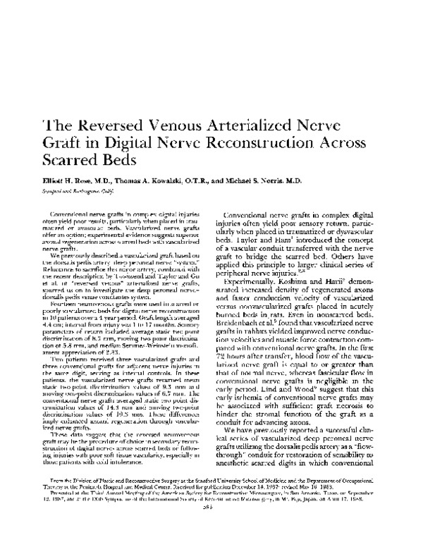 (PDF) The Reversed Venous Arterialized Nerve Graft in Digital Nerve ...