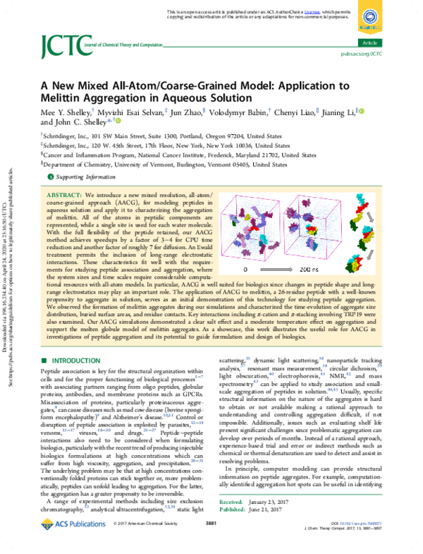 Pdf A New Mixed All Atom Coarse Grained Model Application To Melittin Aggregation In Aqueous