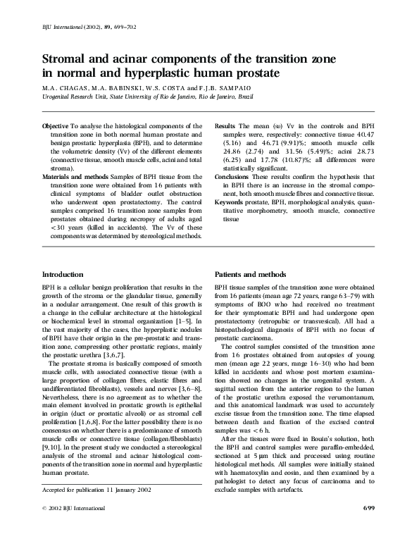 (PDF) Stromal and acinar components of the transition zone in normal ...