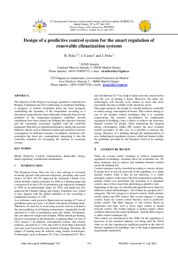 (PDF) Design of a predictive control system for the smart regulation of ...