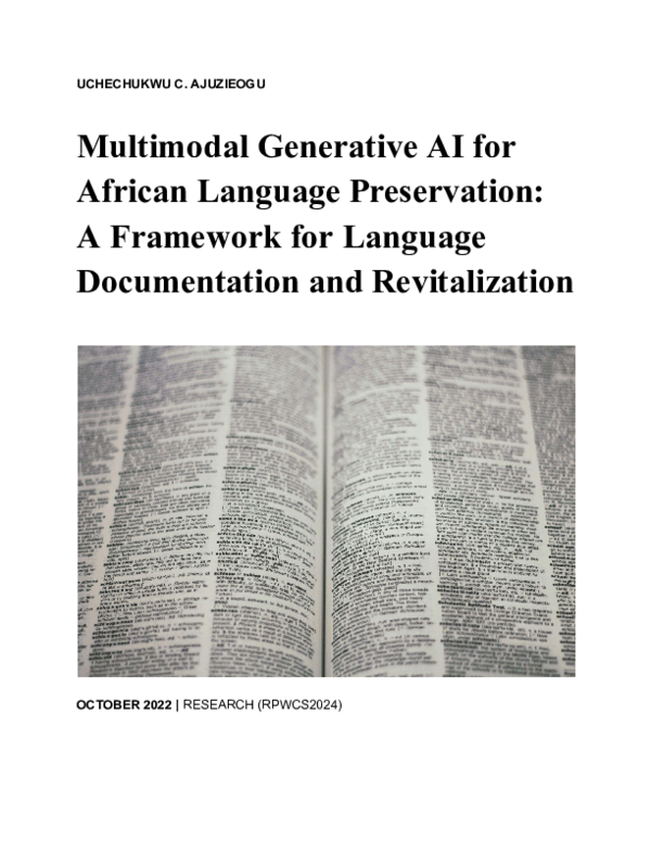 (PDF) Multimodal Generative AI for African Language Preservation