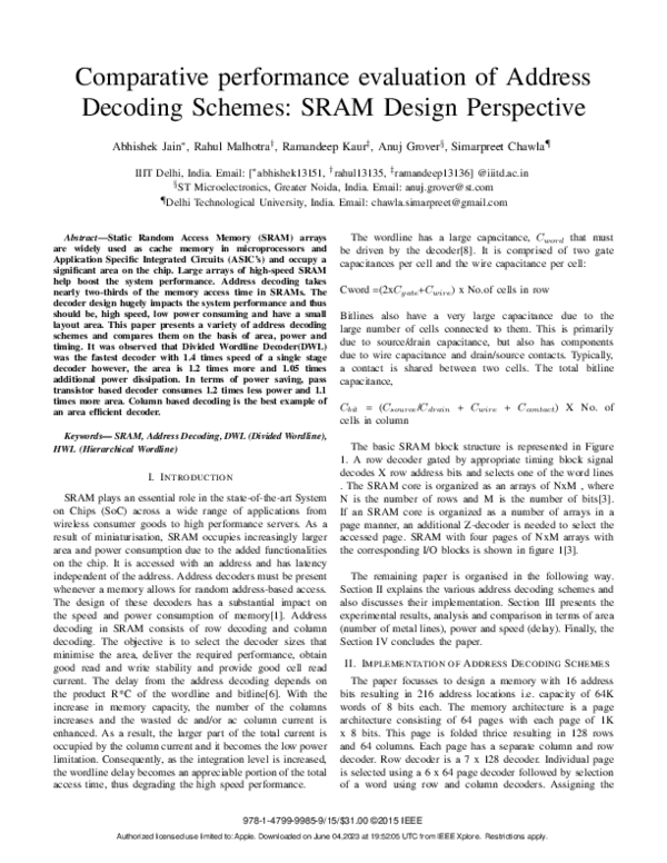 (PDF) Comparative performance evaluation of address decoding schemes ...