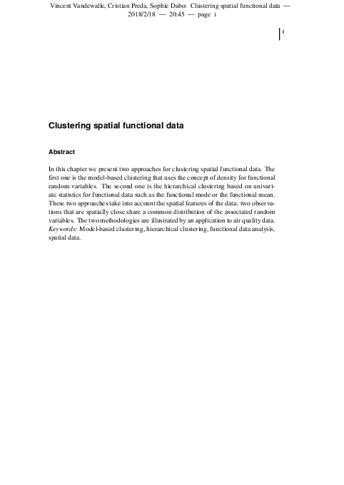 (PDF) Clustering Spatial Functional Data