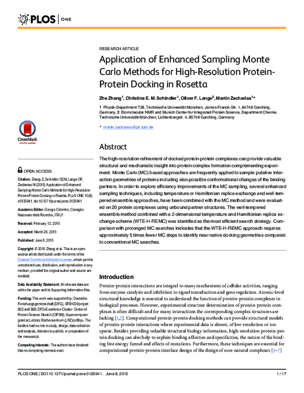 (PDF) Application of Enhanced Sampling Monte Carlo Methods for High-Resolution Protein-Protein ...