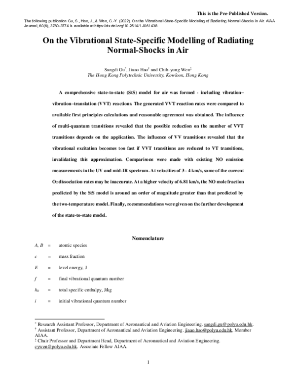 (PDF) State-to-State Modeling of Normal Shocks