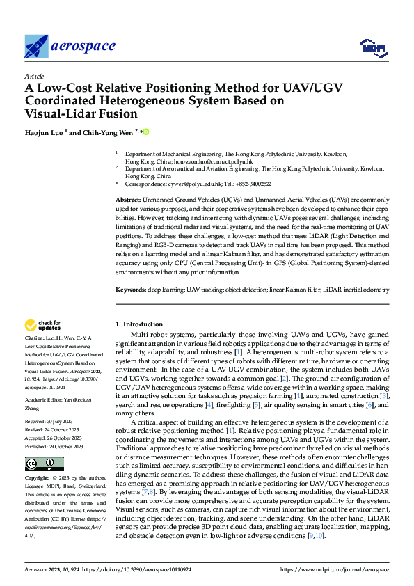 (PDF) A Low-Cost Relative Positioning Method for UAV/UGV Coordinated ...