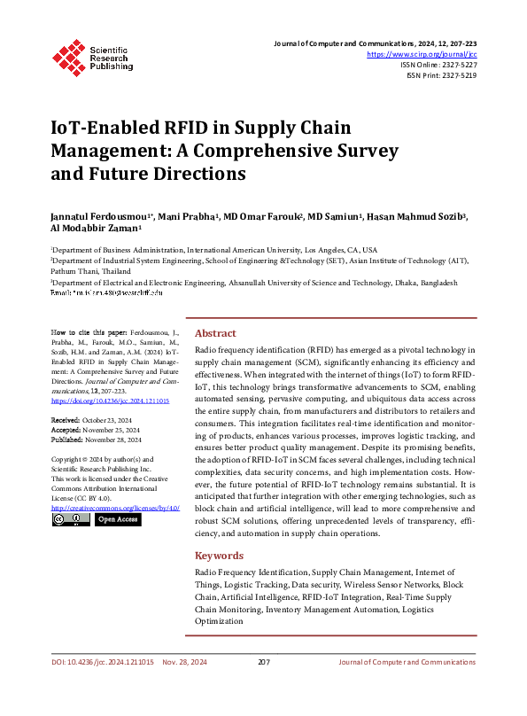 Pdf Iot Enabled Rfid In Supply Chain Management A Comprehensive
