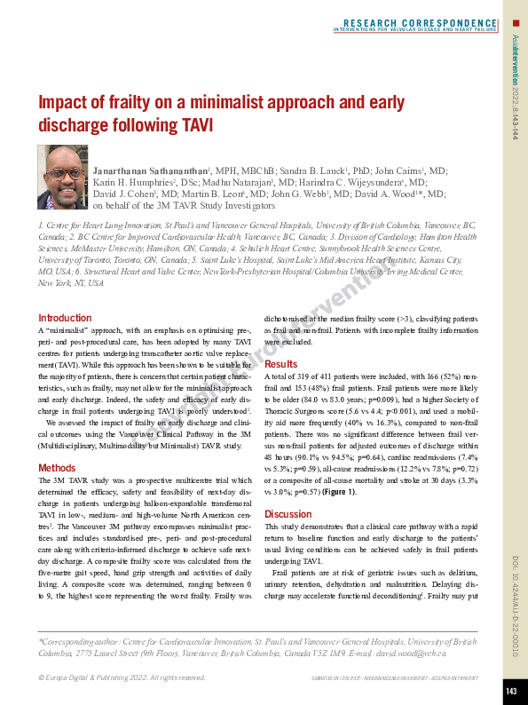 (PDF) Impact of frailty on a minimalist approach and early discharge ...