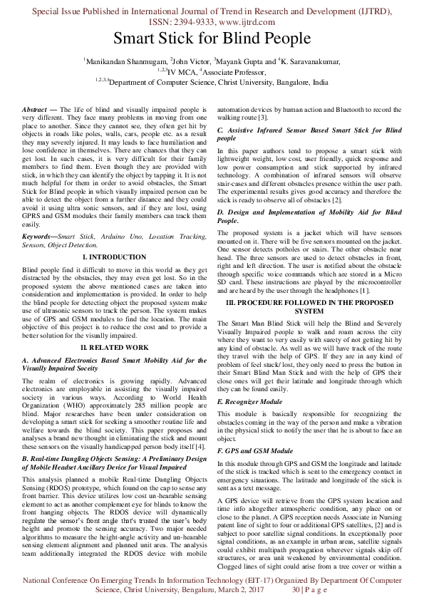 (PDF) Smart Stick for Blind People 1