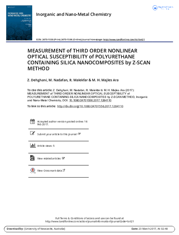 (PDF) Measurement of third-order nonlinear optical susceptibility of polyurethane-containing ...