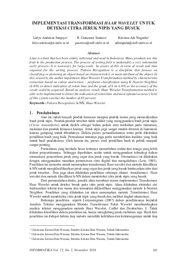 (PDF) Implementasi Transformasi Haar Wavelet untuk Deteksi Citra Jeruk ...