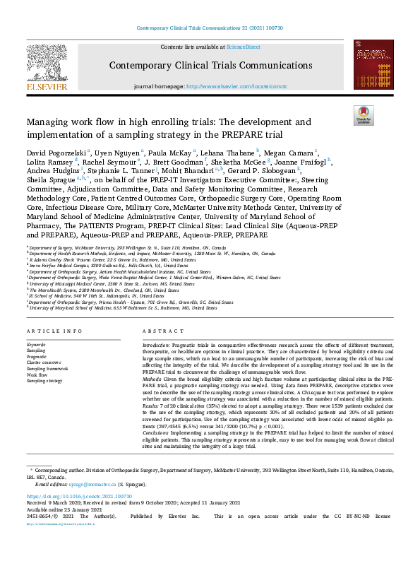 (PDF) Managing work flow in high enrolling trials: The development and ...