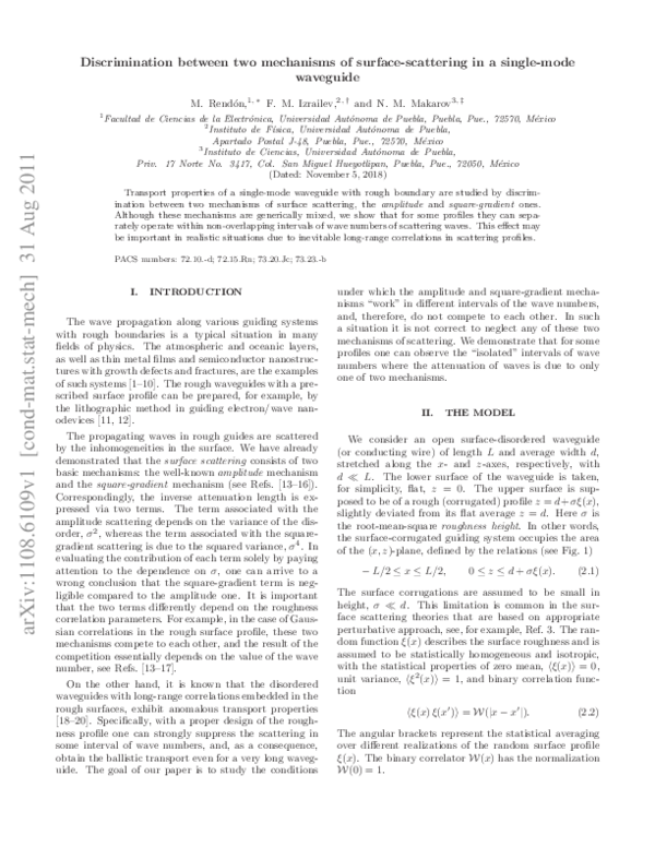 (PDF) Discrimination between two mechanisms of surface scattering in a single-mode waveguide