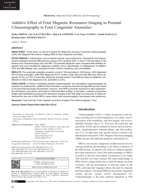 (PDF) Additive Effect of Fetal Magnetic Resonance Imaging to Prenatal Ultrasonography in Fetal ...