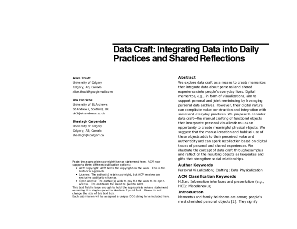 (PDF) Data craft: integrating data into daily practices and shared ...