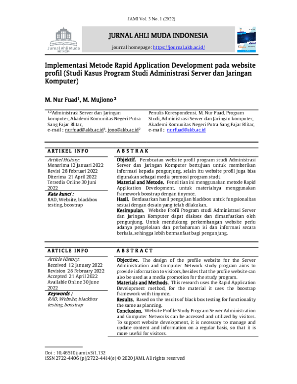 (PDF) Implementasi Metode Rapid Application Development pada website profil (Studi Kasus Program ...