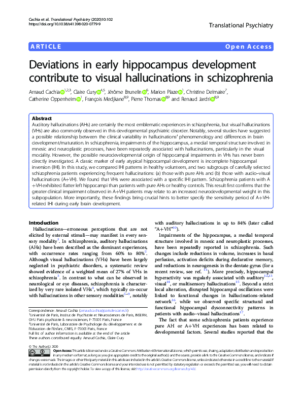 (PDF) Deviations in early hippocampus development contribute to visual hallucinations in ...