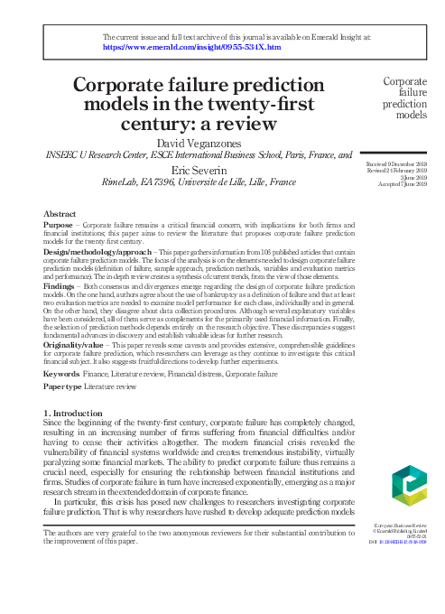 (PDF) Corporate failure prediction models in the twenty-first century ...