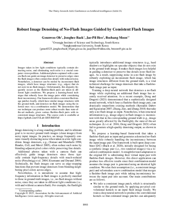 (PDF) Robust Image Denoising of No-Flash Images Guided by Consistent Flash Images