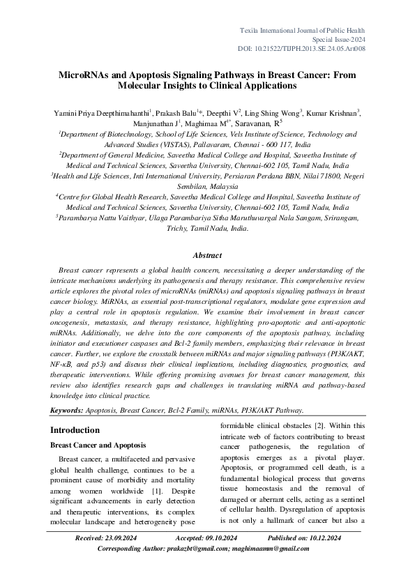 (PDF) MicroRNAs and Apoptosis Signaling Pathways in Breast Cancer: From ...