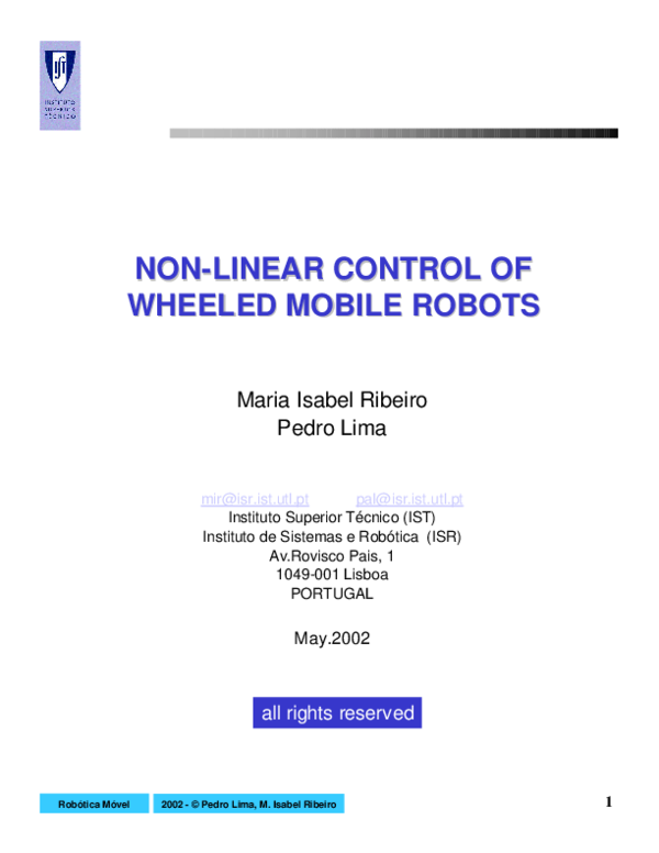 Pdf Linear Control Of Linear Control Of Wheeled Mobile Robots Wheeled Mobile Robots