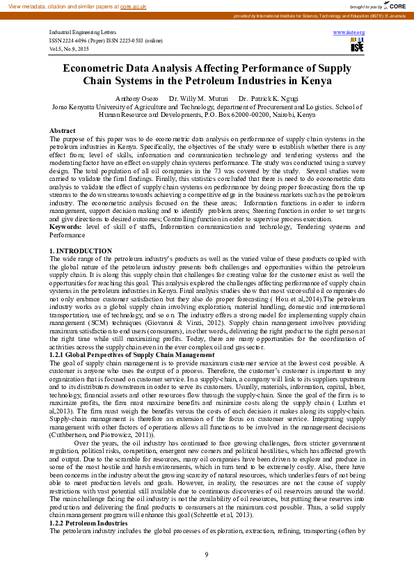 (PDF) Econometric Data Analysis Affecting Performance of Supply Chain ...