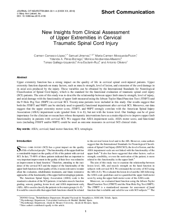 (PDF) New Insights from Clinical Assessment of Upper Extremities in ...